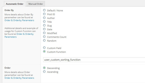 Applying automatic order for a sort through a user function callback