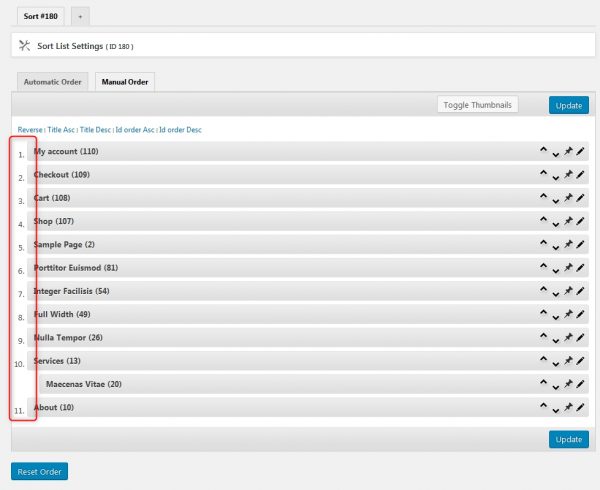 Add Numbers To Items Within The Sort List Interface Nsp Code